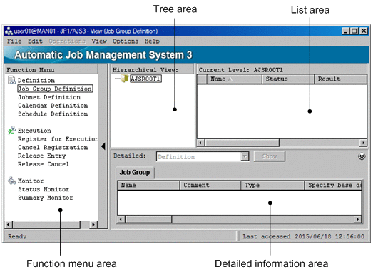 3.2 Basic configuration of the JP1/AJS3 - View main window : Job Management: Getting Started ...